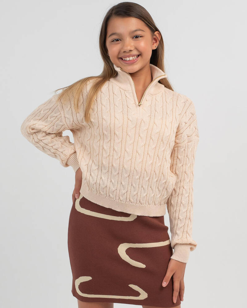 Shop Mooloola Girls' Hamptons Knit Jumper In Seashell - Fast Shipping ...