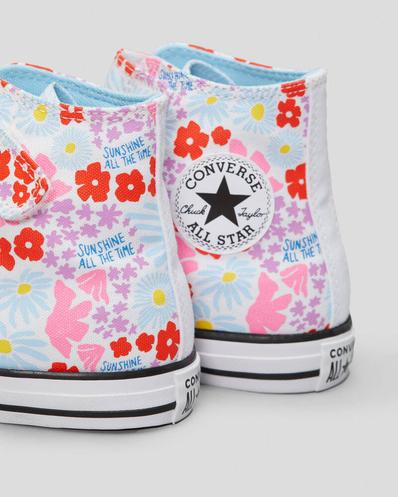 Shop Converse Girls' Chuck Taylor All Star Shoes In White/true Sky/oops ...