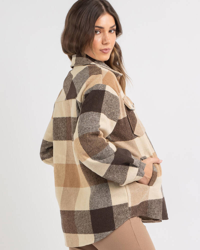 Shop Ava And Ever Sawyer Shacket In Chocolate - Fast Shipping & Easy ...