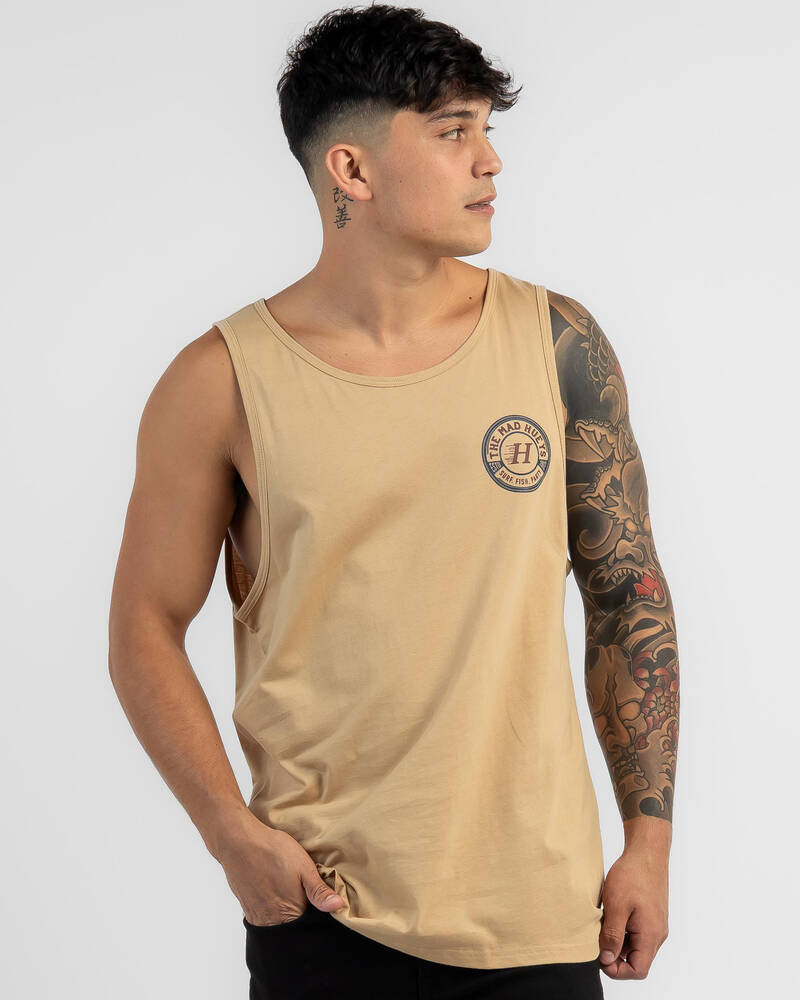Shop The Mad Hueys Surf Fish Party Singlet In Tan - Fast Shipping ...