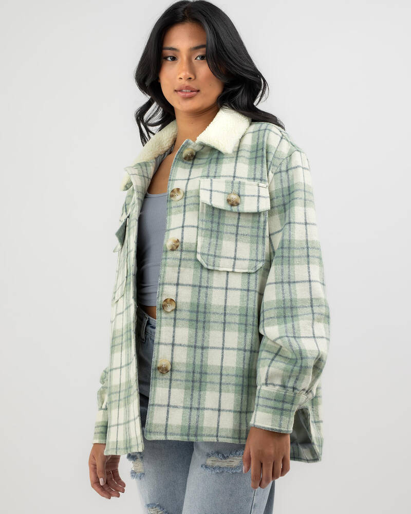 Shop Ava And Ever Bobbie Shacket In Cream/sage - Fast Shipping & Easy ...