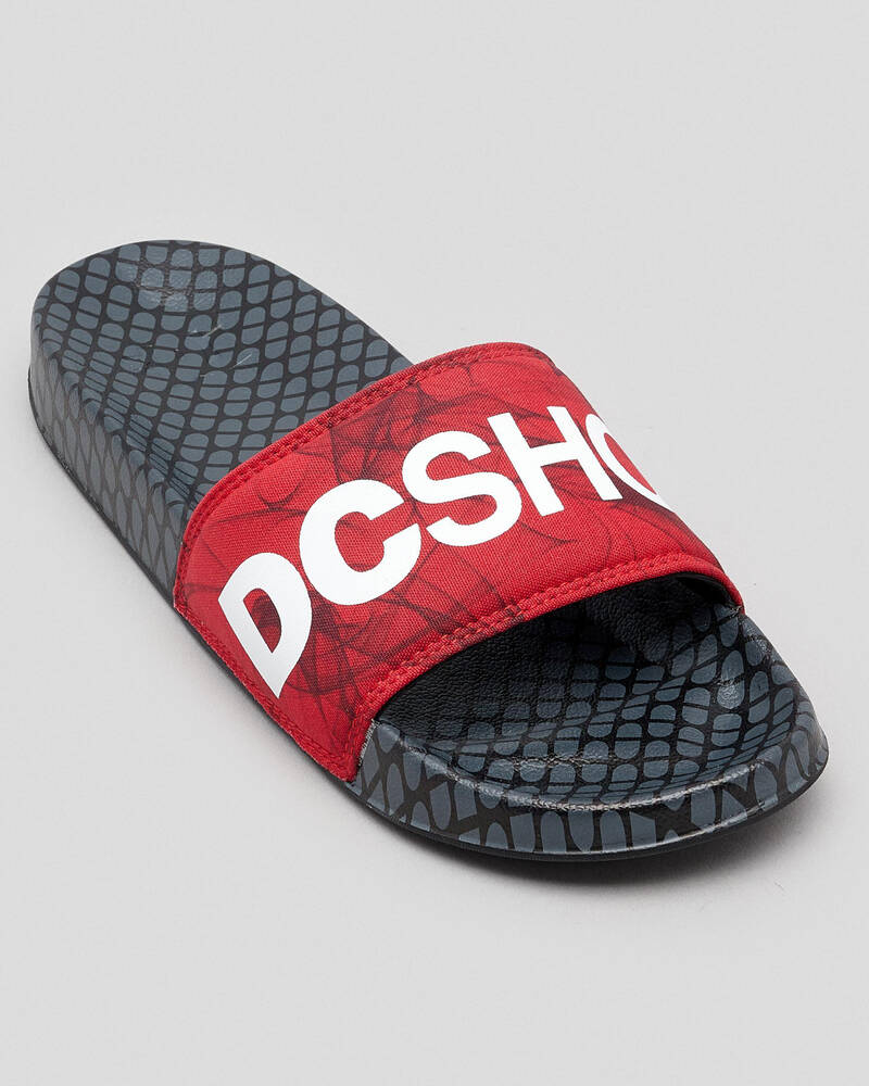 Shop DC Shoes DC Slide SE Slides In Black/red Print - Fast Shipping ...