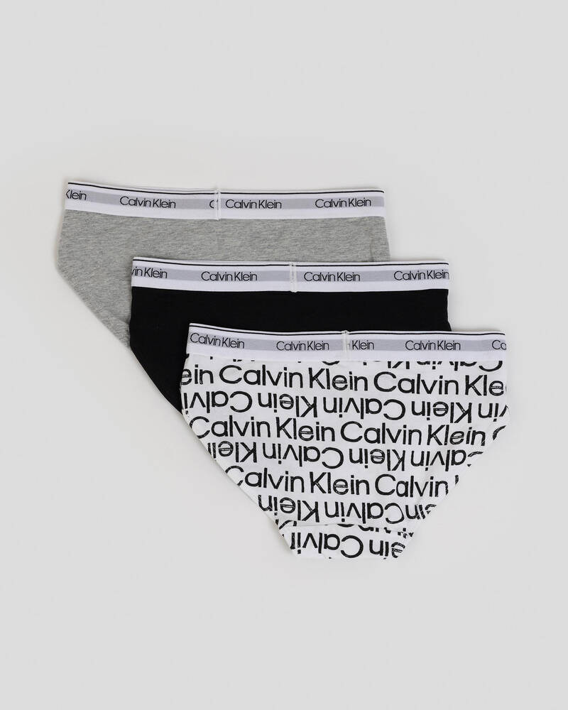 Shop Calvin Klein Girls' Modern Cotton Bikini Brief Pack In Sketch Logo ...