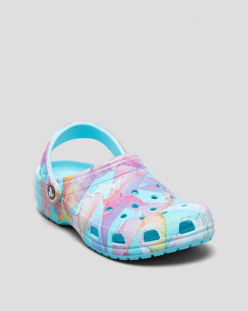 Shop Crocs Classic Palm Print Clogs In Neptune/multi - Fast Shipping ...