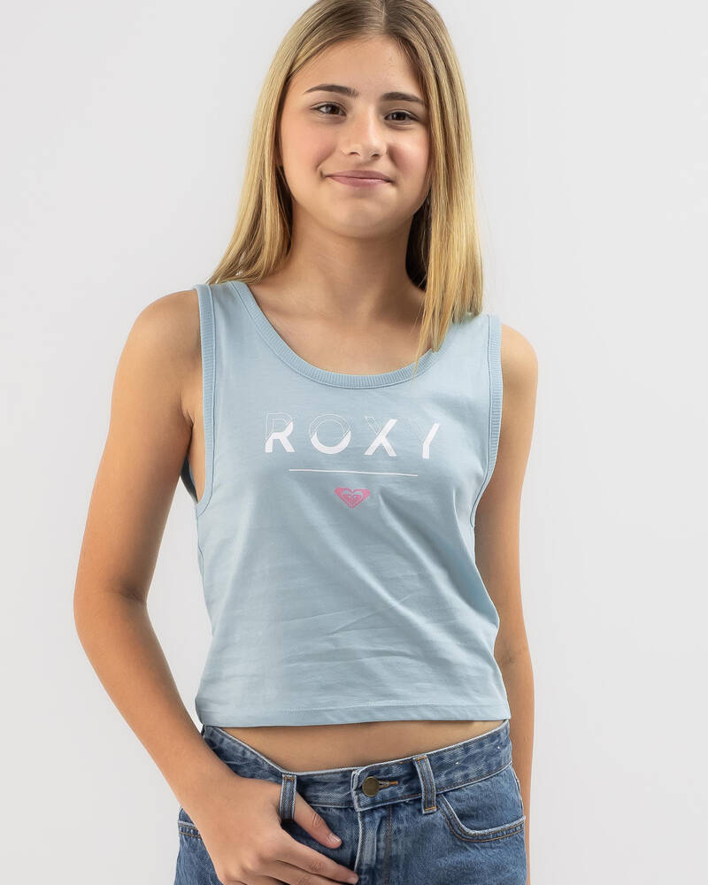 Shop Roxy Girls' Happier Than Ever Tank Top In Clear Sky - Fast ...