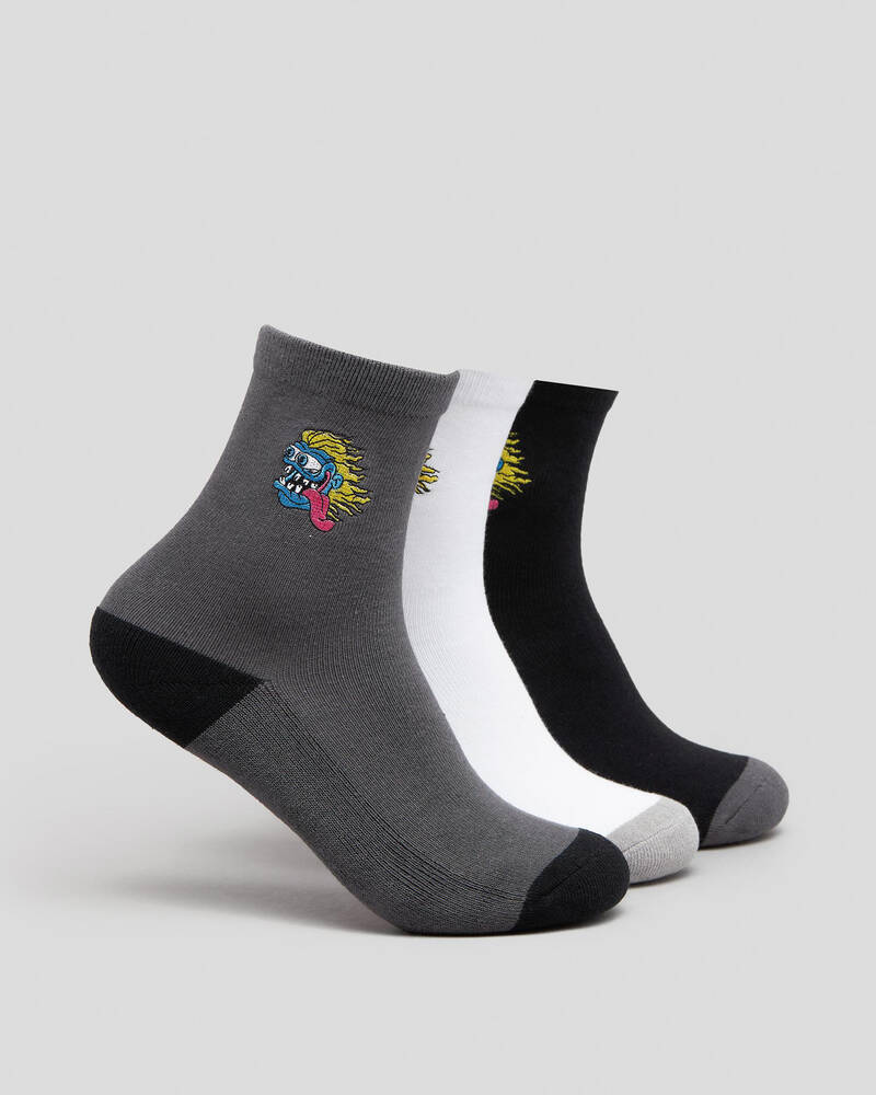 Shop Sanction Boys' Monster Head Socks 3 Pack In Multi - Fast Shipping ...