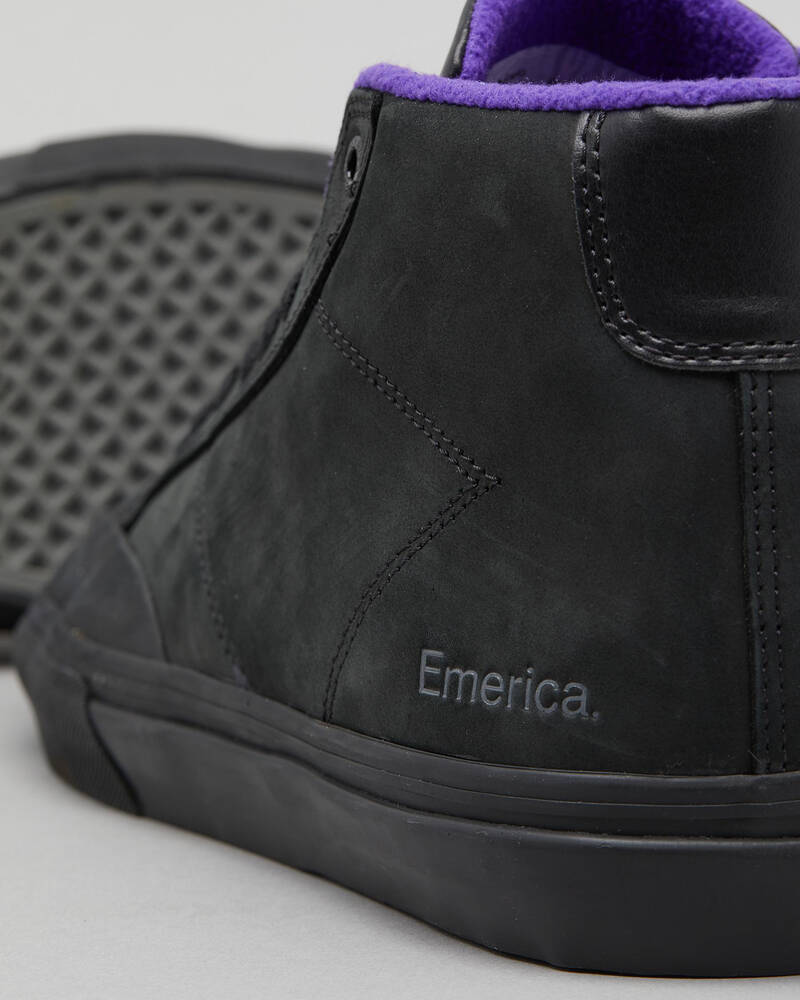Shop Emerica Omen Hi Cut Shoes In Black/black - Fast Shipping & Easy ...