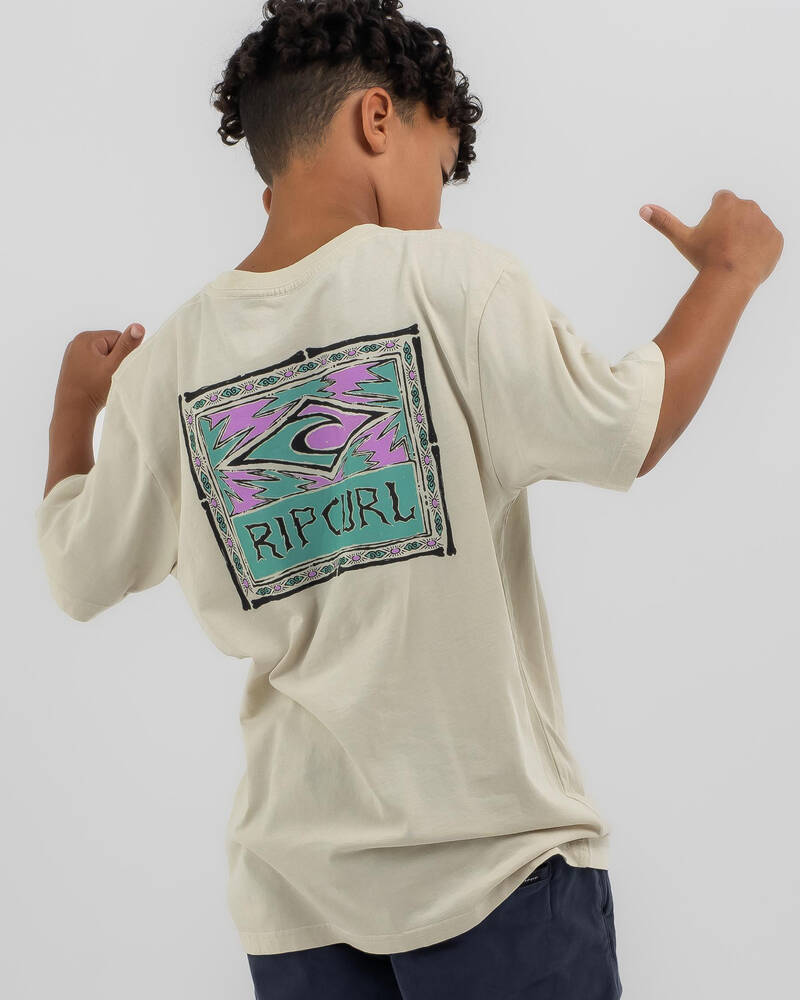 Shop Rip Curl Boys' Lost Islands Logo T-Shirt In Vintage White - Fast ...