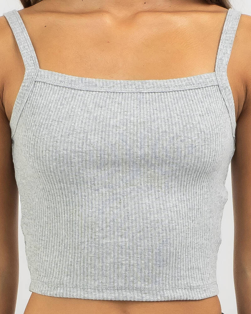 Shop Mooloola Basic Square Neck Baby Tank Top In Grey Marle - Fast ...