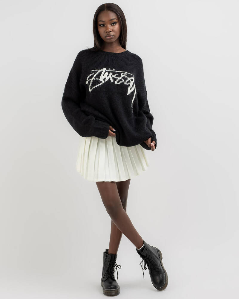 Shop Stussy Smooth Stock Knit In Black - Fast Shipping & Easy Returns ...