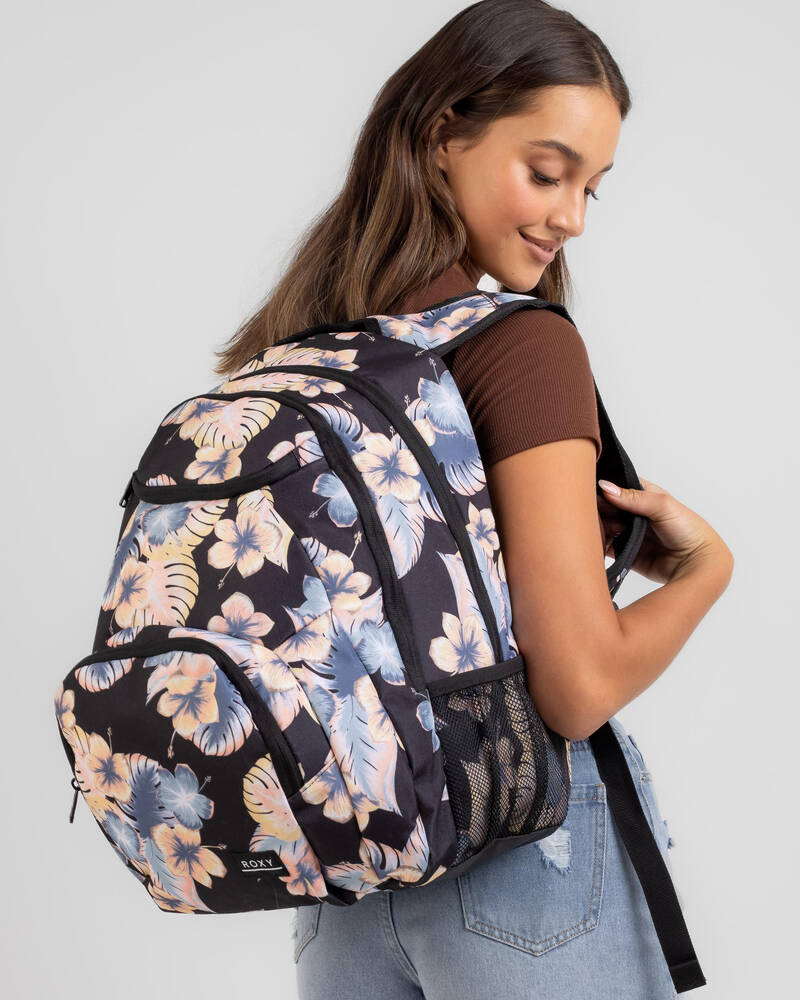 Shop Roxy Shadow Swell Printed Backpack In Anthracite Reef Flowers ...