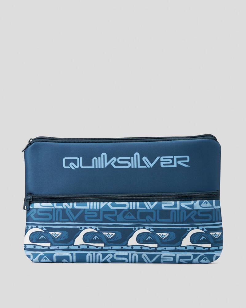 Shop Quiksilver Blocked Jumbo Pencil Case In Clear Sky - Fast Shipping ...