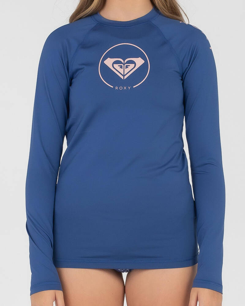 Shop Roxy Girls' Beach Classics Long Sleeve Rash Vest In True Navy ...