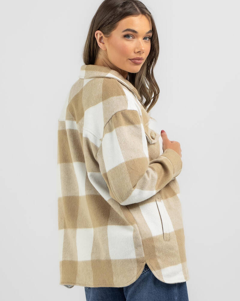 Shop Ava And Ever Jasper Shacket In Cream/sand - Fast Shipping & Easy ...