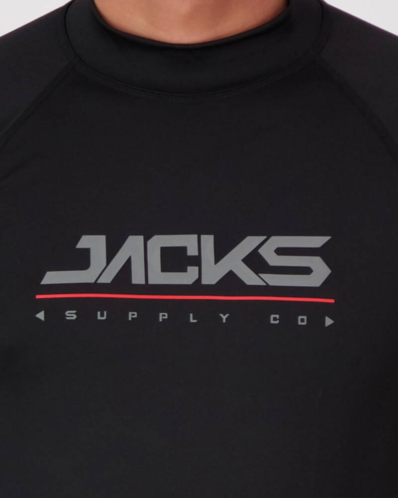 Shop Jacks Channel Short Sleeve Rash Vest In Black - Fast Shipping ...