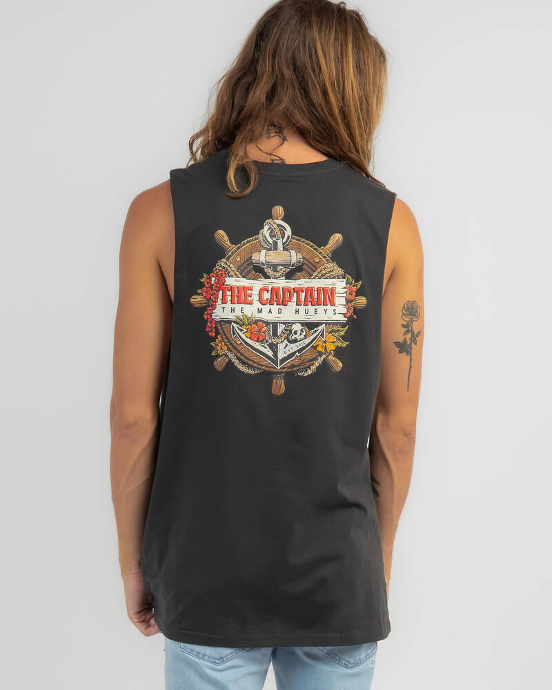 Shop The Mad Hueys Captain Wheel Muscle Tank In Vintage Black - Fast ...