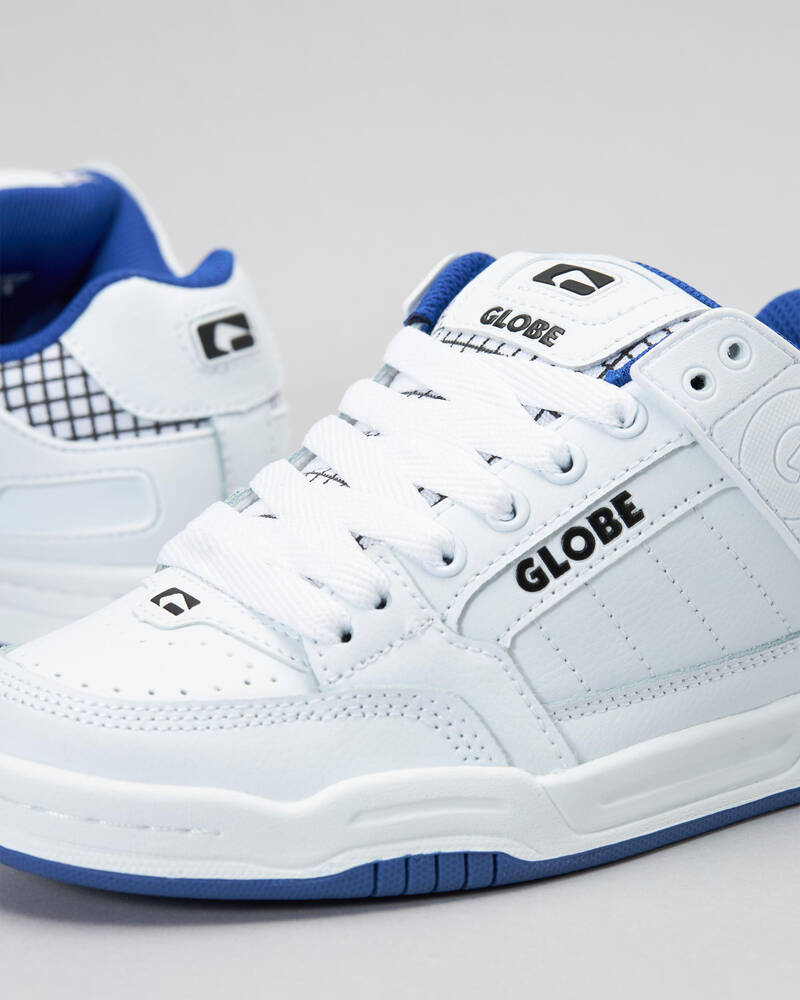 Shop Globe Boys' Tilt Shoes In White/cobalt - Fast Shipping & Easy ...