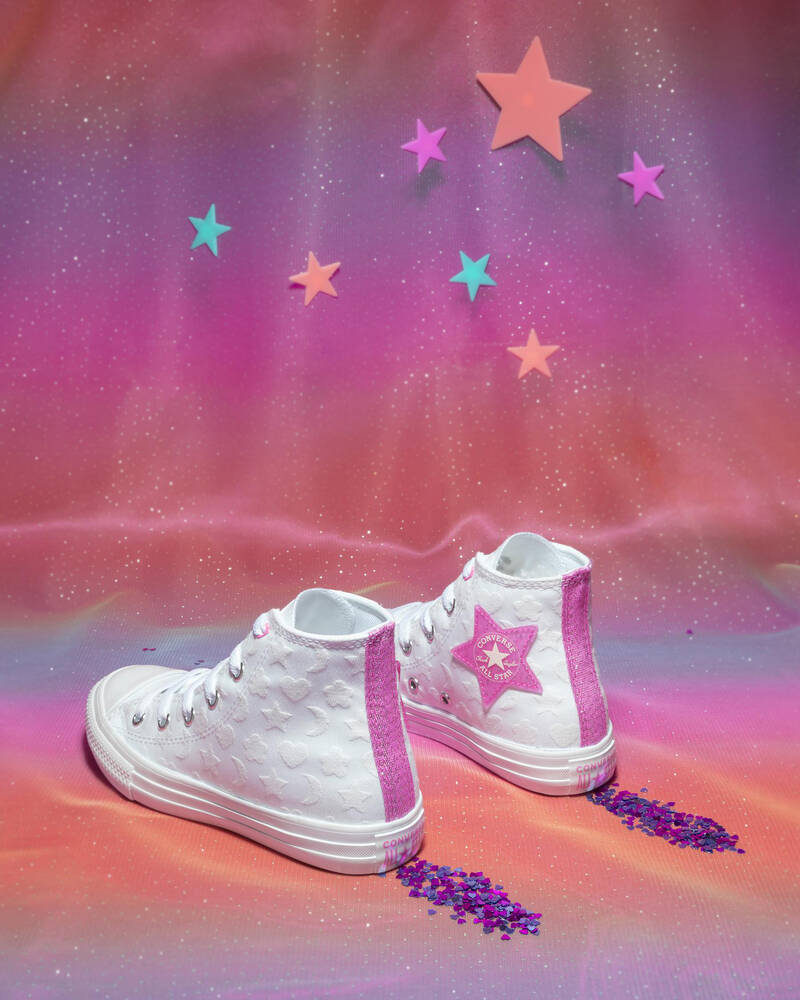 Shop Converse Girls' Chuck Taylor All Star Shoes In White/oops! Pink ...