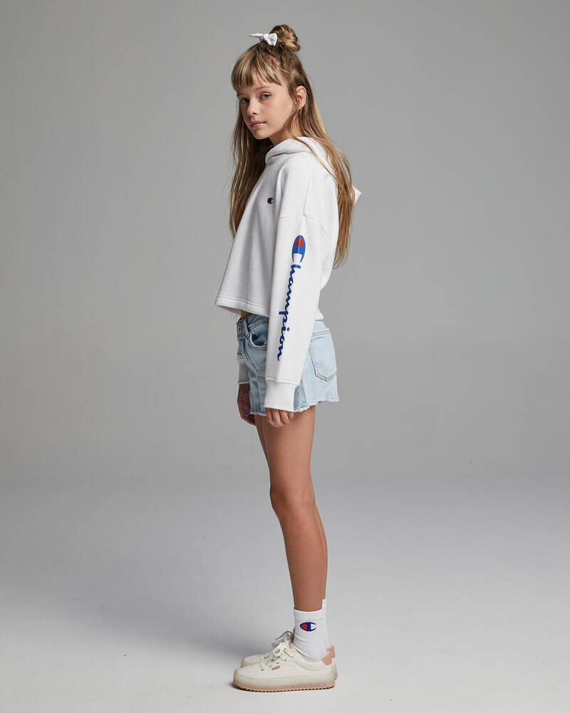 Shop Champion Girls' Sporty Boxy Hoodie In White - Fast Shipping & Easy ...