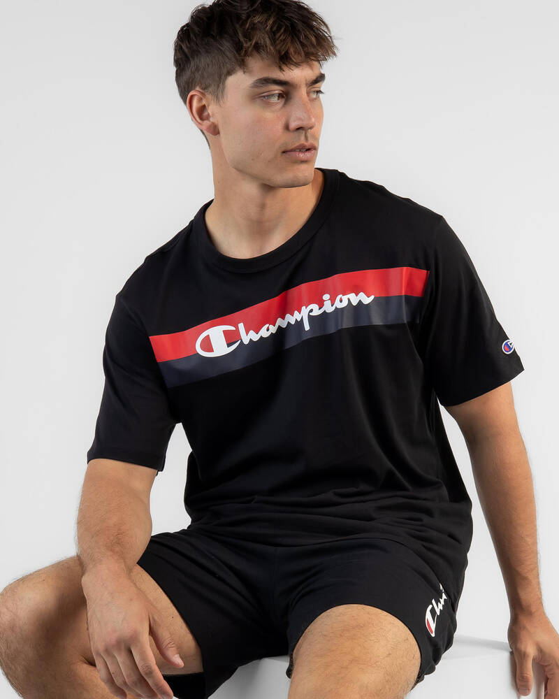 Shop Champion Panel Graphic T-Shirt In Black - Fast Shipping & Easy ...