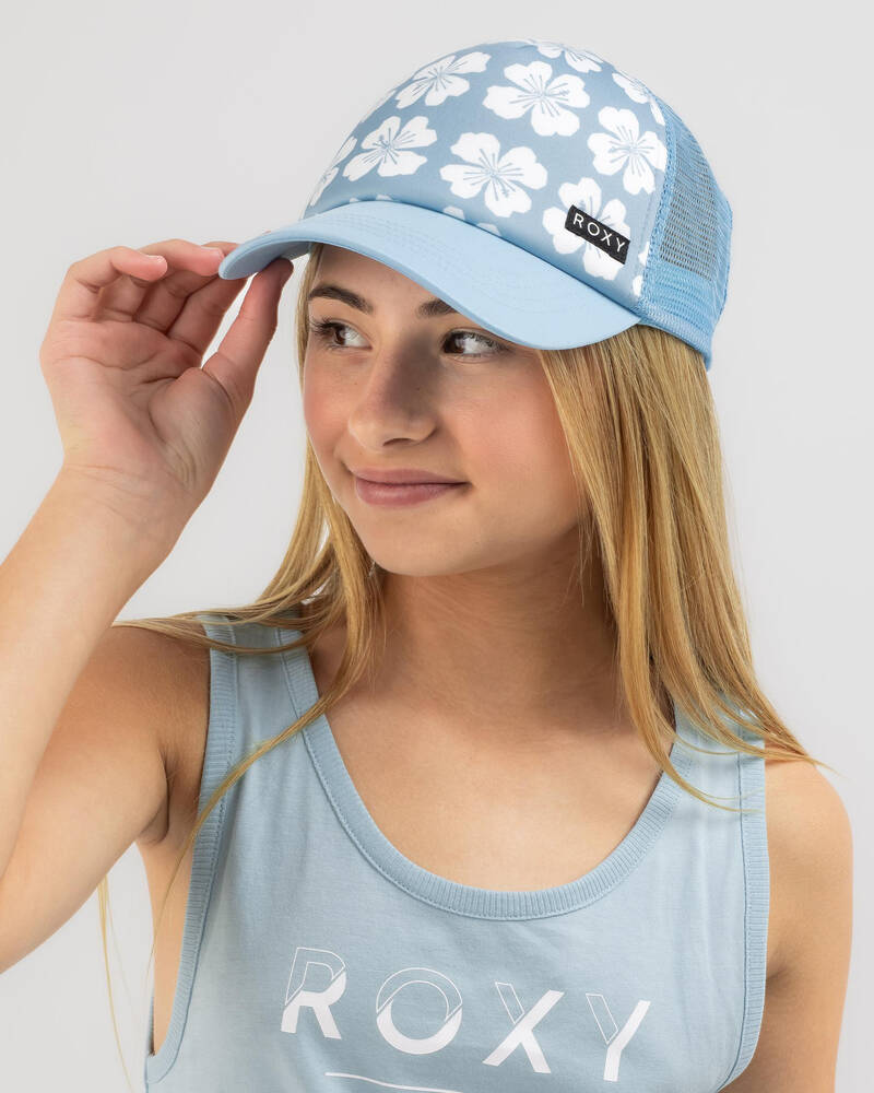 Shop Roxy Girls' Honey Coconut Trucker Cap In Clear Sky Clik - Fast Shipping & Easy Returns ...
