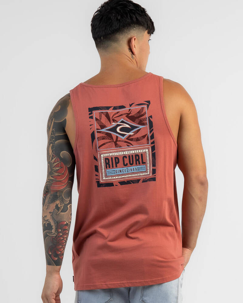 Shop Rip Curl Origins Palms Singlet In Dusty Mushroom - Fast Shipping ...