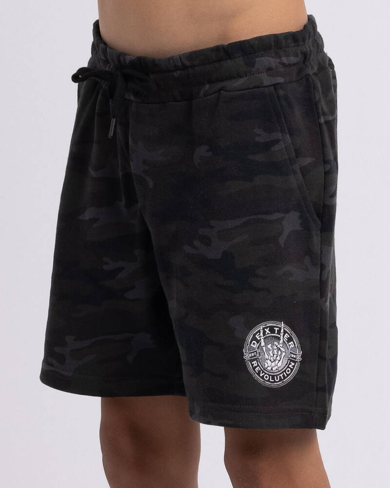 Shop Dexter Boys' District House Shorts In Black Camo - Fast Shipping ...