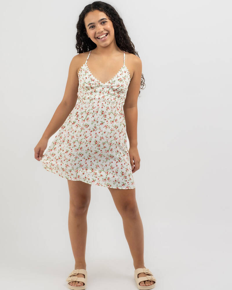 Shop Mooloola Girls Tulum Beach Dress In White Floral - Fast Shipping ...