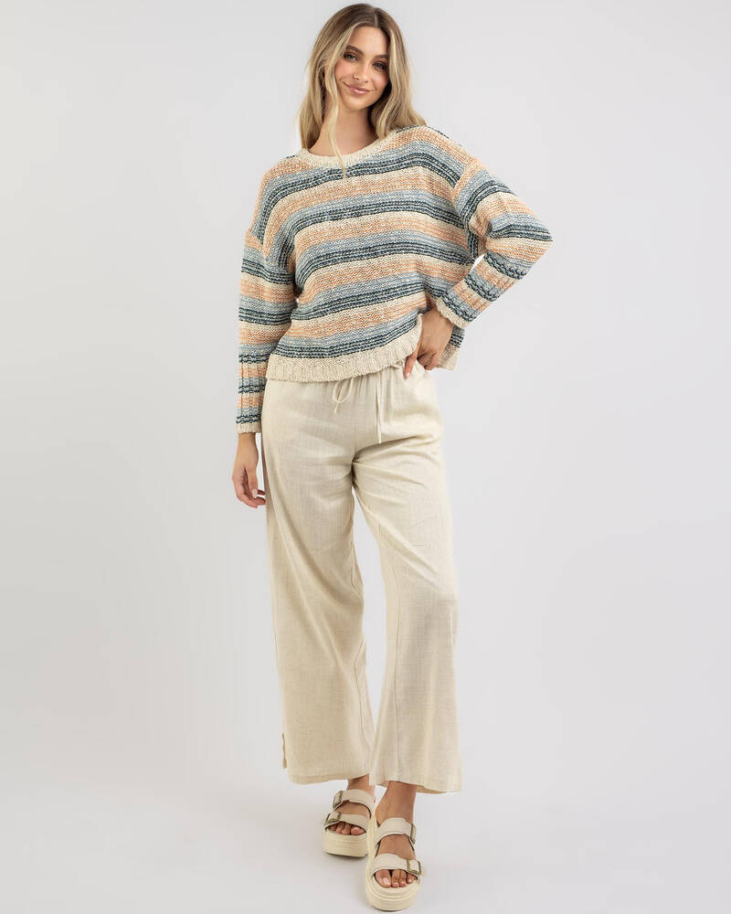 Shop Billabong Easy As Long Line Knit Jumper In Oak Buff - Fast ...