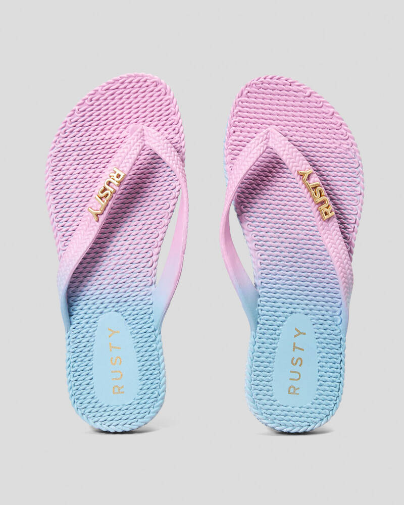 Shop Rusty Girls' Palm Springs Thongs In Fondant Pink/glacial Blue ...