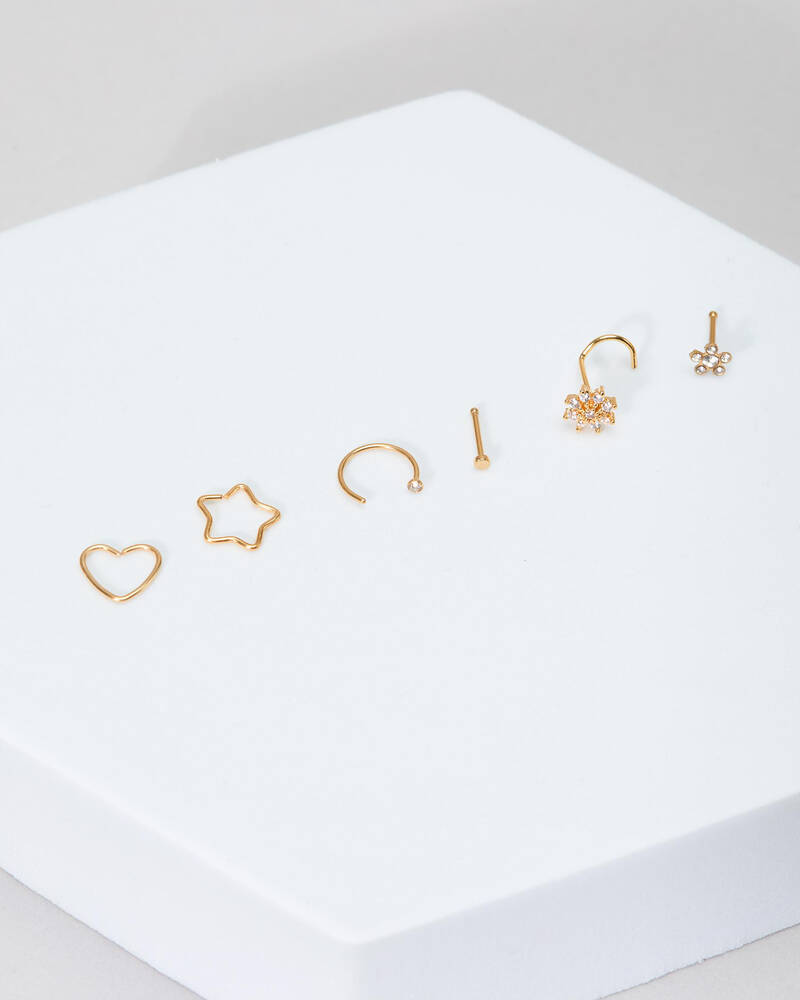 Shop Karyn In LA Felicity Nose Ring Pack In Gold - Fast Shipping & Easy ...