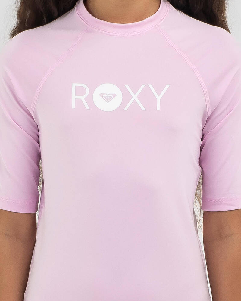 Shop Roxy Girls' Essential Short Sleeve Rash Vest In Pirouette - Fast ...