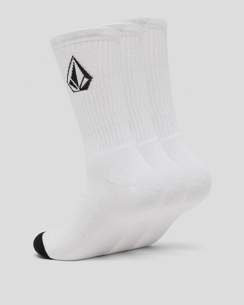 Shop Volcom Full Stone Crew Recycled 3 Pack Socks In White - Fast ...
