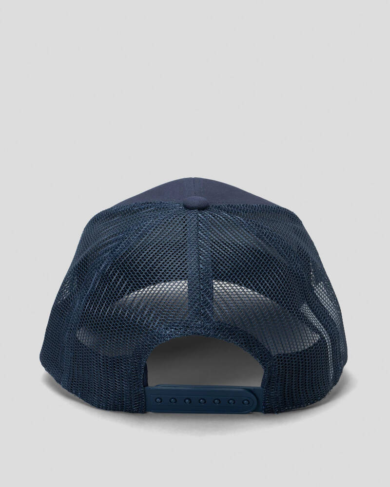 Shop Brixton Crest Netplus MP Trucker Cap In Washed Navy/oatmeal ...