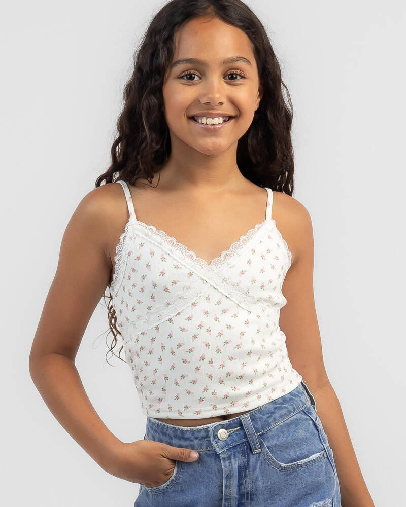 Shop Mooloola Girls' Sleepover Cami Top In Pink Floral - Fast Shipping ...