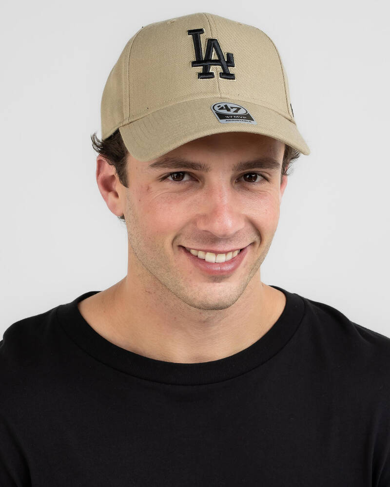 Shop Forty Seven Los Angeles Dodgers MVP Snapback Cap In Khaki/black ...