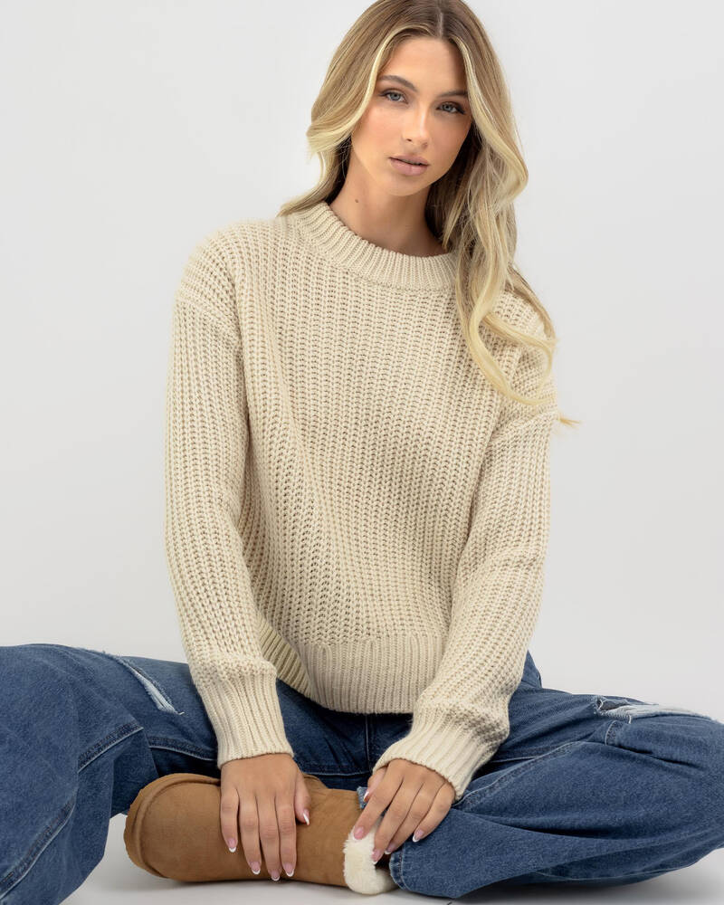 Shop Roxy Coming Home Knit Jumper In Tapioca - Fast Shipping & Easy ...