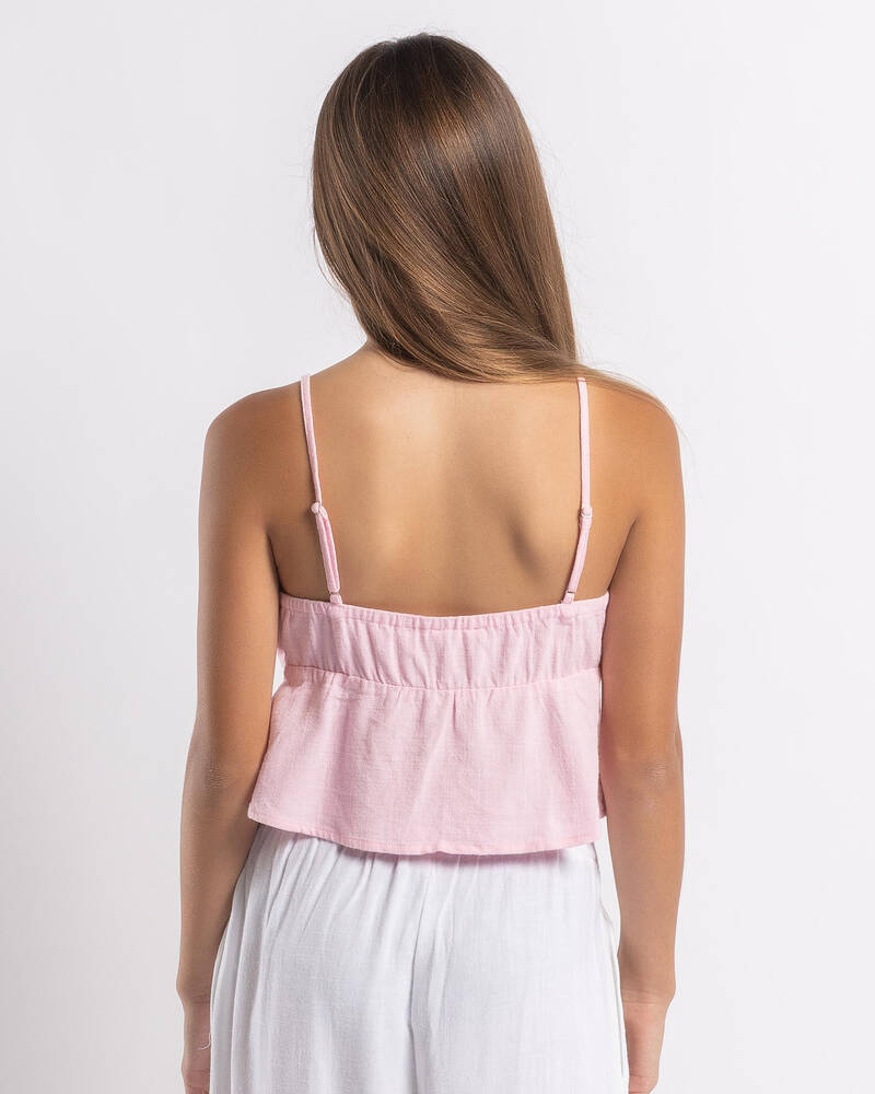Shop Mooloola Girls' Zelm Dallis Tie Front Top In Baby Pink - Fast ...
