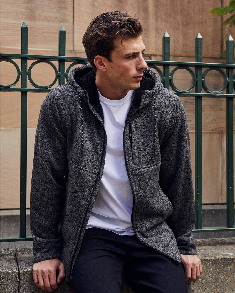 Shop Billabong Boundary Sherpa Hooded Jacket In Black Heather - Fast ...