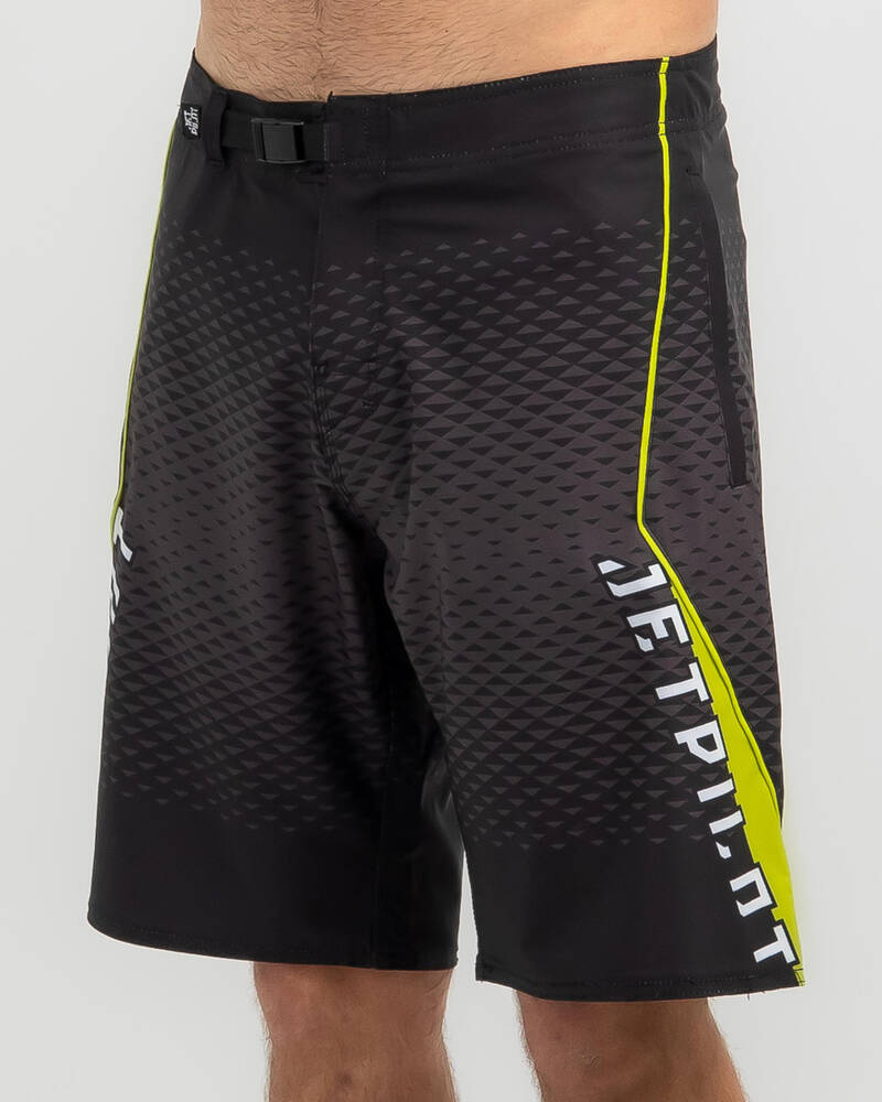 Shop Jetpilot Streamliner Board Shorts In Black/yellow - Fast Shipping ...