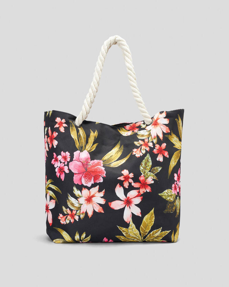 Mooloola Poppy Jane Beach Bag In Black Floral - FREE* Shipping & Easy ...