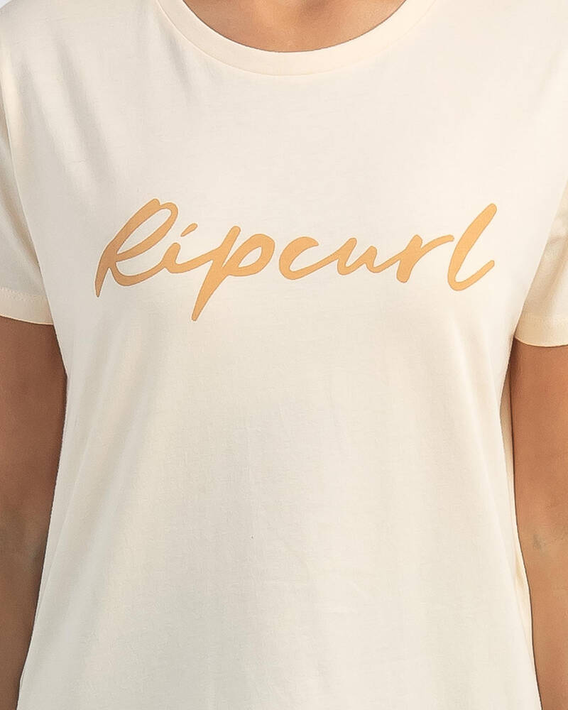 Shop Rip Curl Script Standard T-Shirt In Off White - Fast Shipping & Easy Returns - City Beach ...