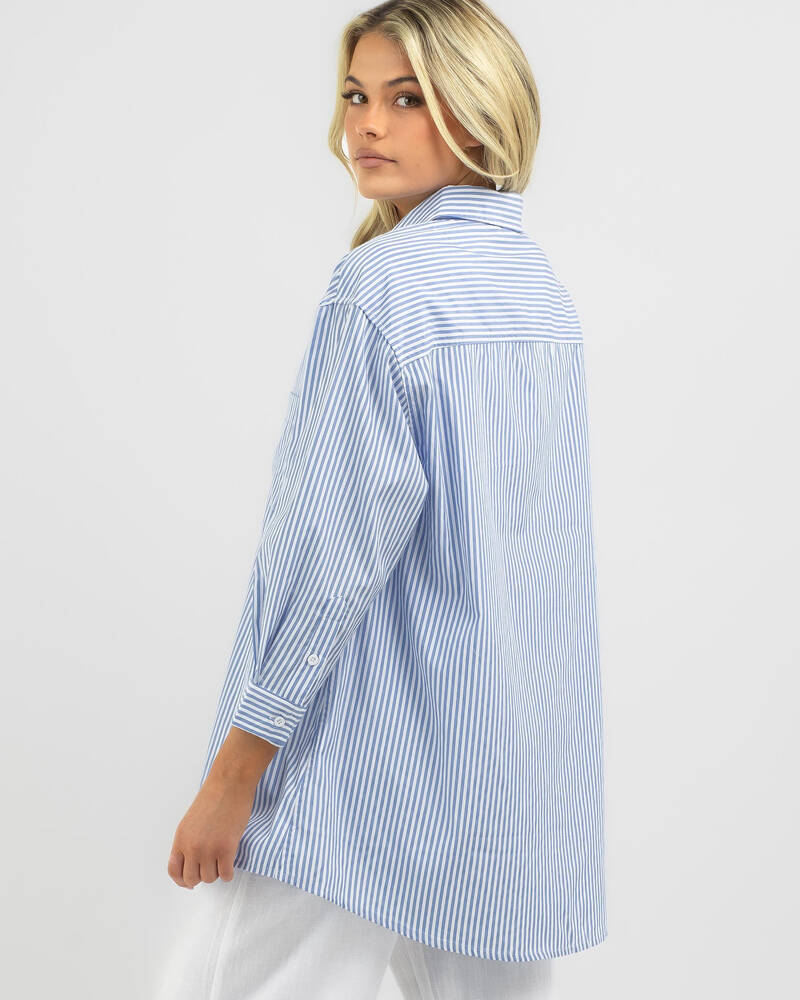 Shop Ava And Ever Eden Shirt Dress In Blue Stripe - Fast Shipping ...