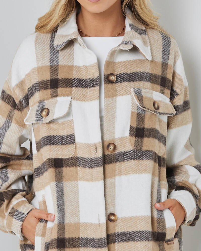 Shop Ava And Ever Hayden Long Shacket In Earth - Fast Shipping & Easy ...