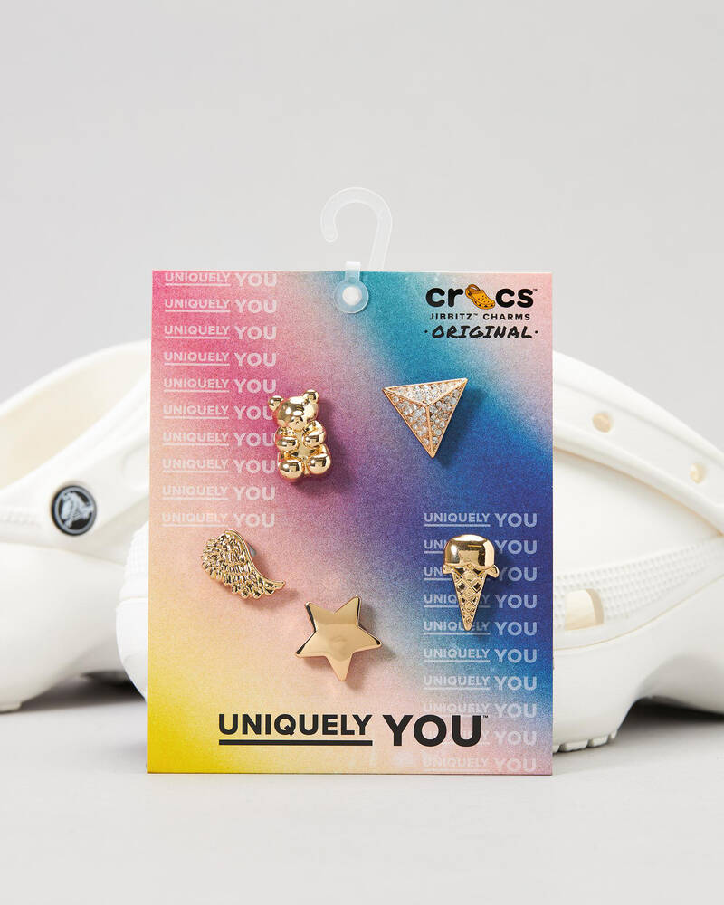 Shop Crocs Gold Icons Jibbitz 5 Pack In Multi - Fast Shipping & Easy ...