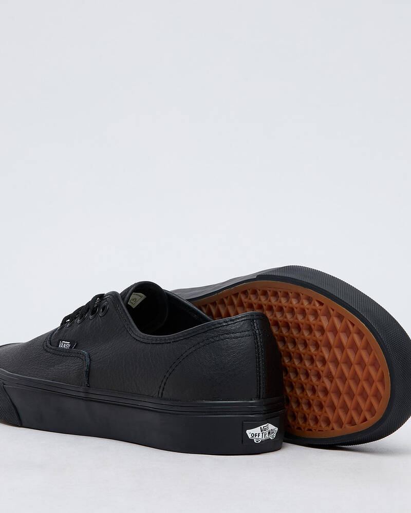 Shop Vans Authentic Leather BTS Shoes In Black/black - Fast Shipping ...