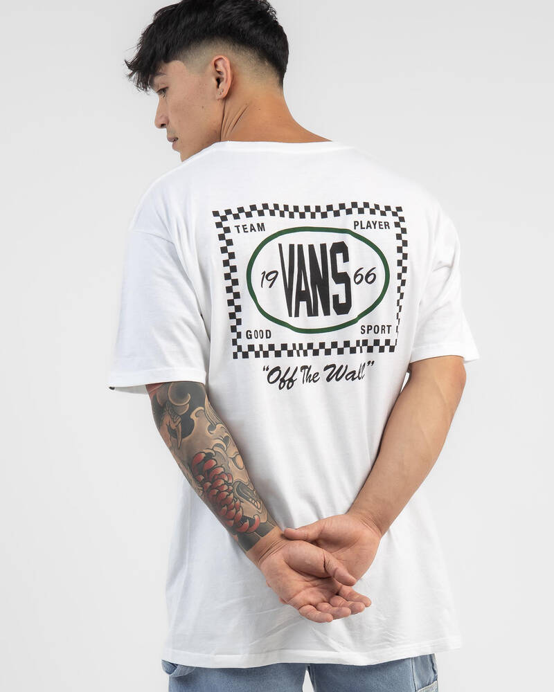 Shop Vans Team Player Checkerboard T-Shirt In White - Fast Shipping ...