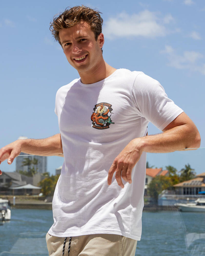 Shop Salty Life 40 Fathoms Deep T-Shirt In White - Fast Shipping & Easy ...