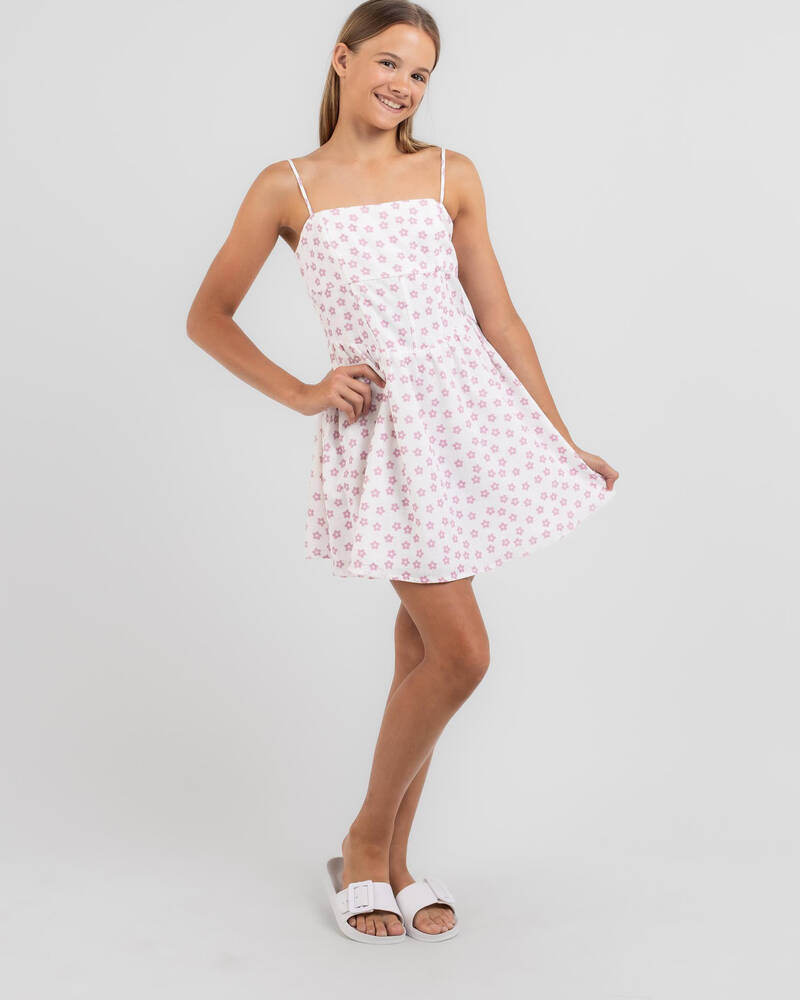 Shop Mooloola Girls' Kensey Dress In White/pink - Fast Shipping & Easy ...