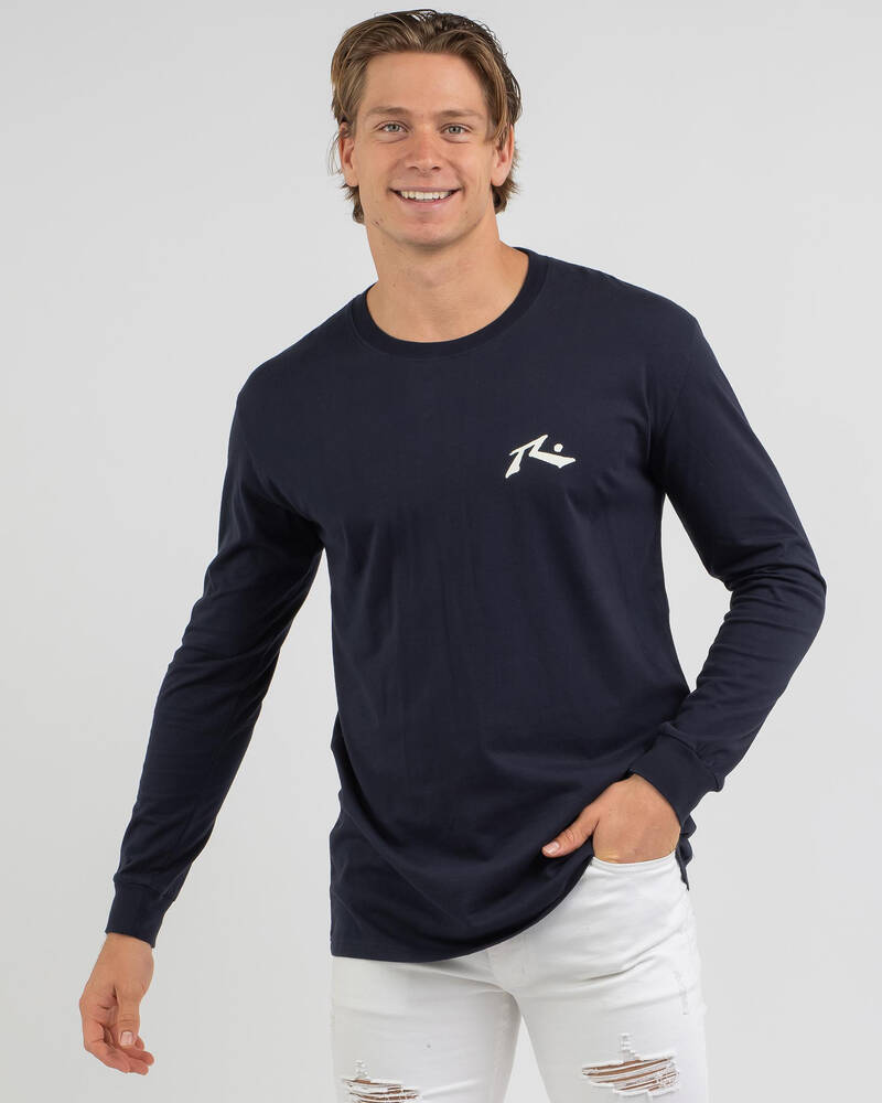 Shop Rusty Competition Long Sleeve T-Shirt In Navy Blue - Fast Shipping ...